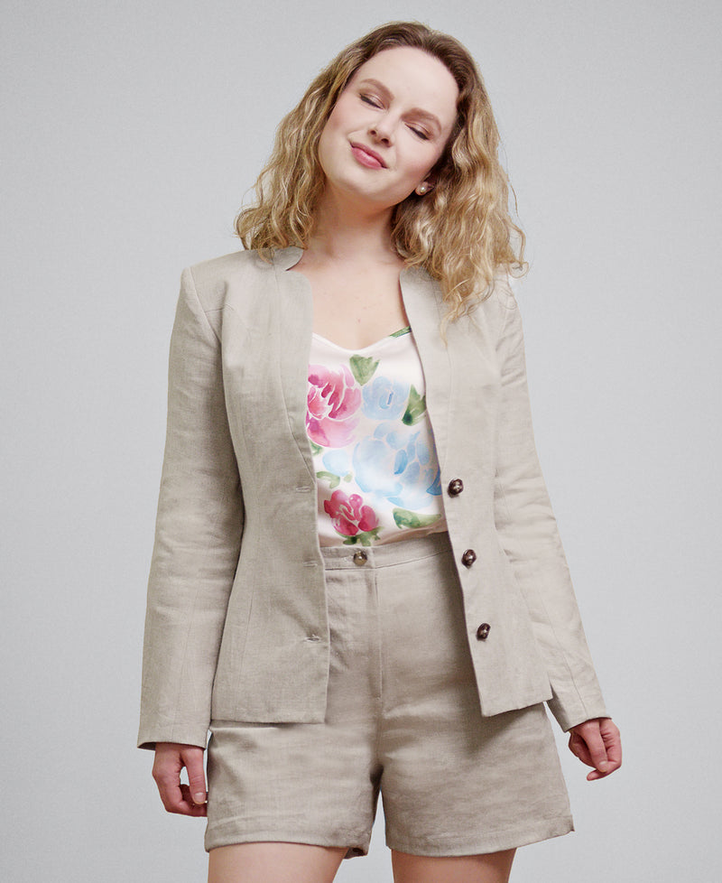 Veston en lin de Belgique (noir ou beige) - Fait au Québec