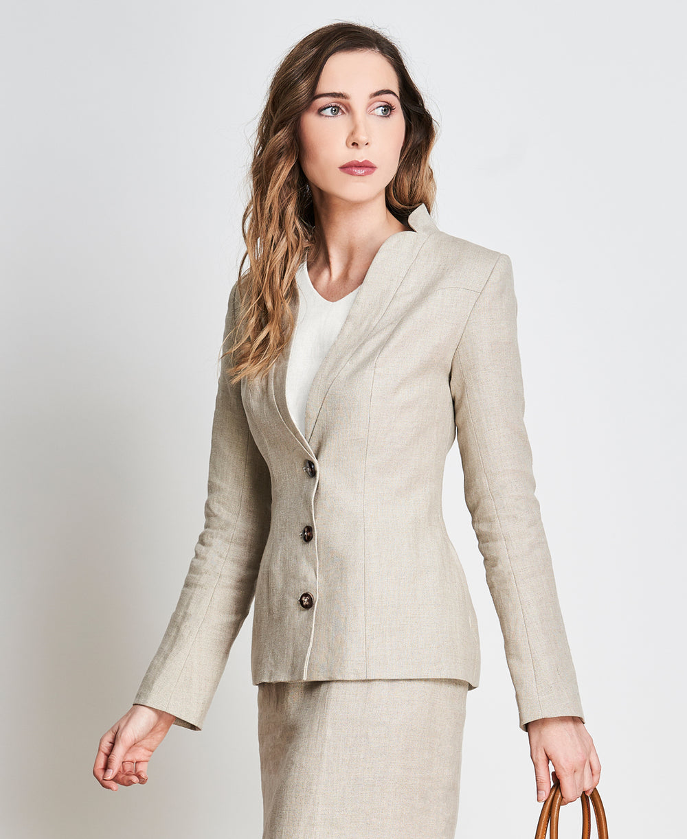 Veston en lin de Belgique (noir ou beige) - Fait au Québec