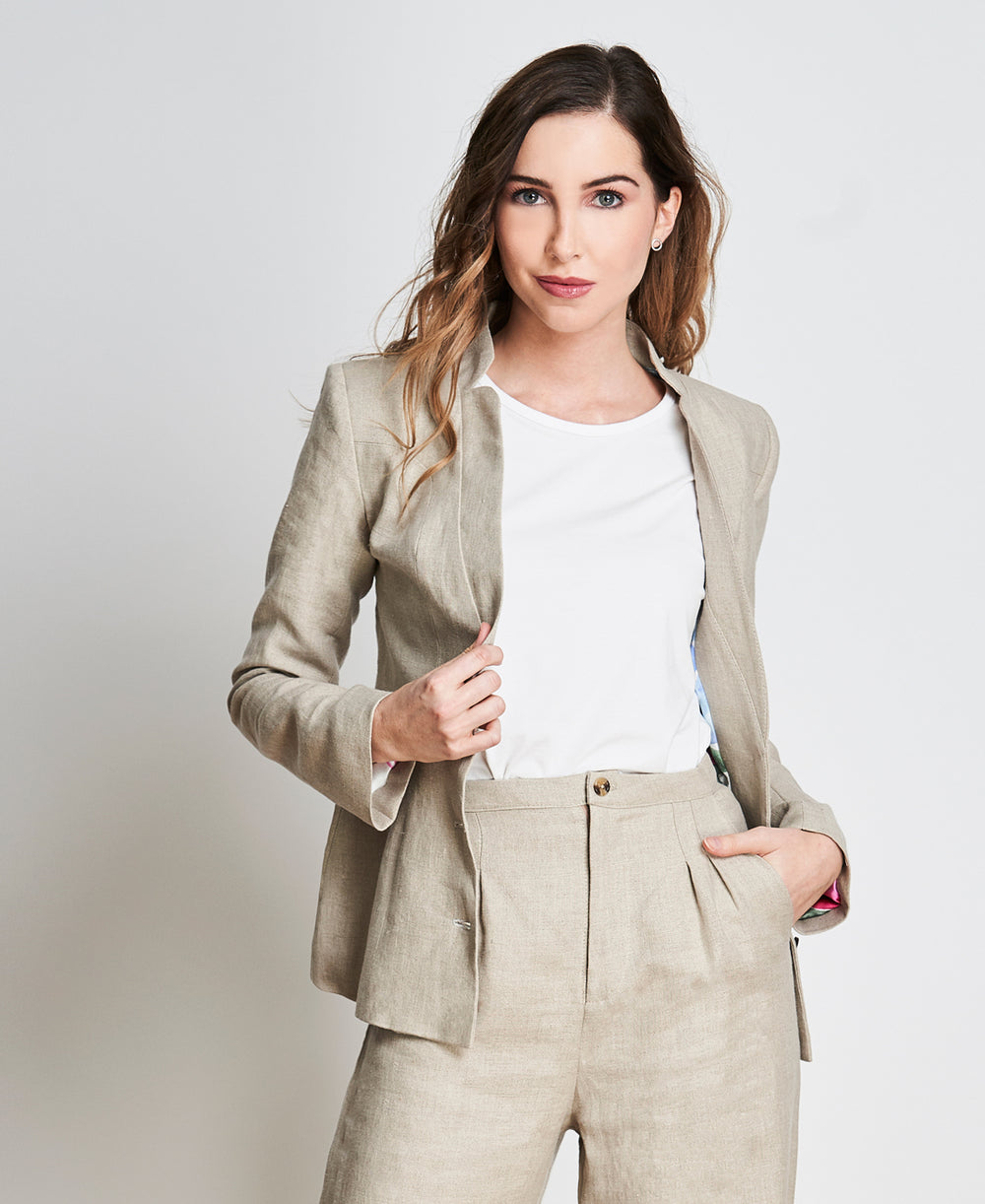 Veston en lin de Belgique (noir ou beige) - Fait au Québec