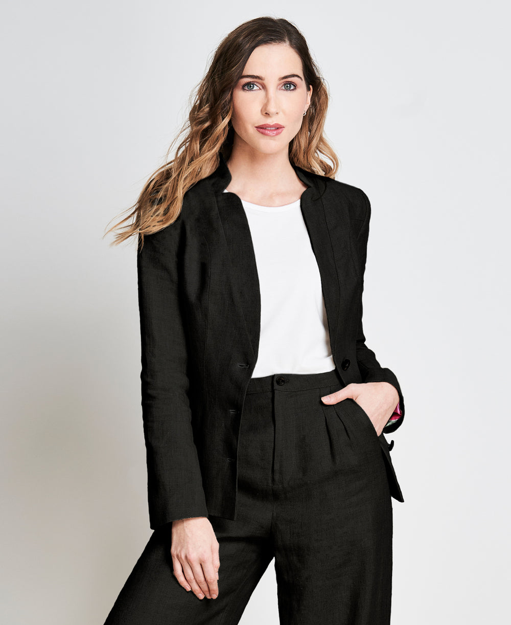 Veston en lin de Belgique (noir ou beige) - Fait au Québec